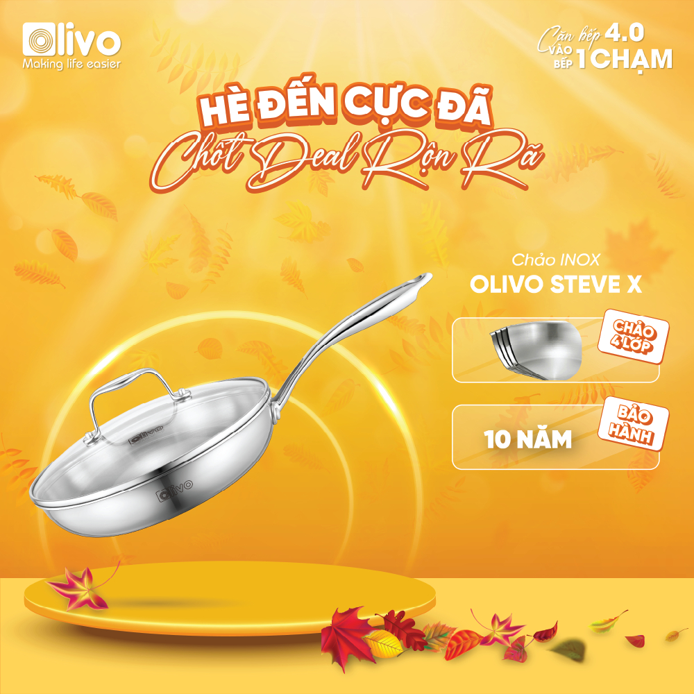 Chảo inox OLIVO STEVE X 24cm– Chống Dính Tự Nhiên - Đáy 4 Lớp – Nấu ...