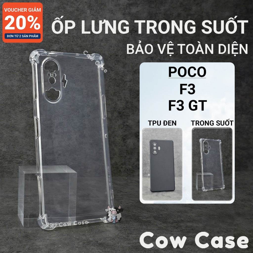 Ốp lưng Poco F3, F3 GT Cow case màu đen | Ốp điện thoại Xiaomi dẻo bảo ...