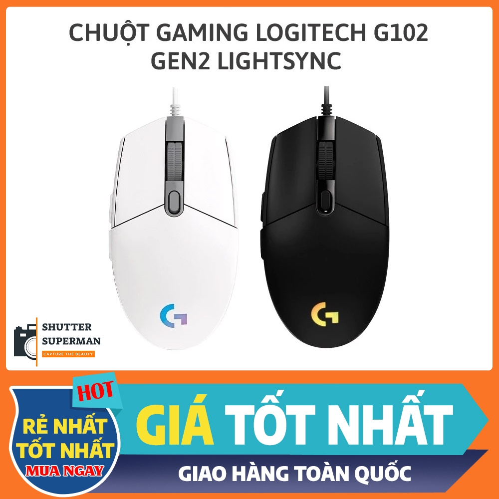 Chuột gaming Logitech G102 Gen2 Lightsync (Đen / Trắng) - Bảo hành 6 tháng | Shopee Việt Nam