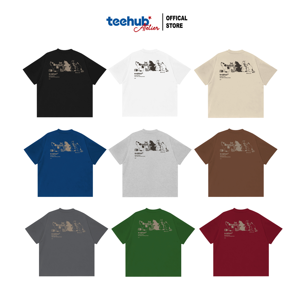 Áo thun Cotton 250 Premium Cat Rubb unisex TeeHub phông tay lỡ nam nữ ...