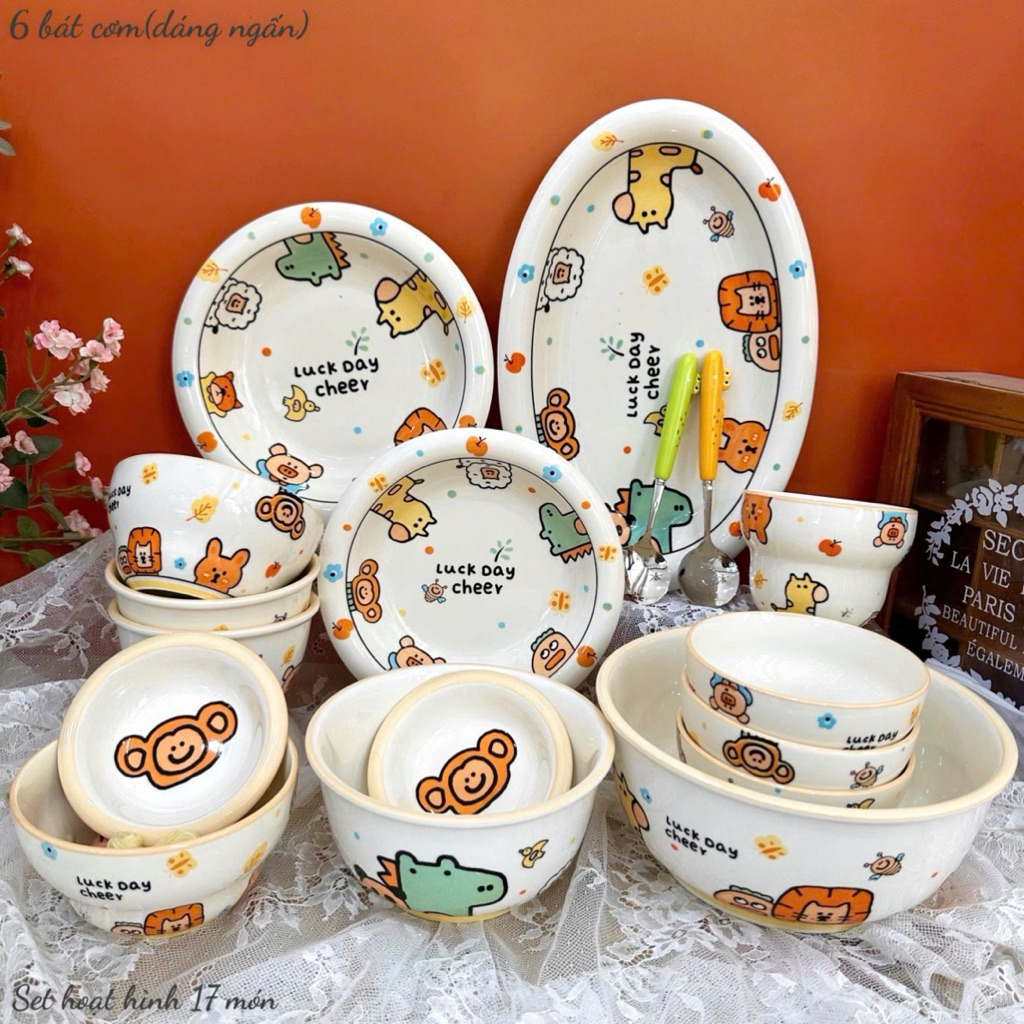 SET BÁT ĐĨA HOẠT HÌNH ANIMALS CUTE DỄ THƯƠNG DECOR BẾP 🙈 | Shopee Việt Nam