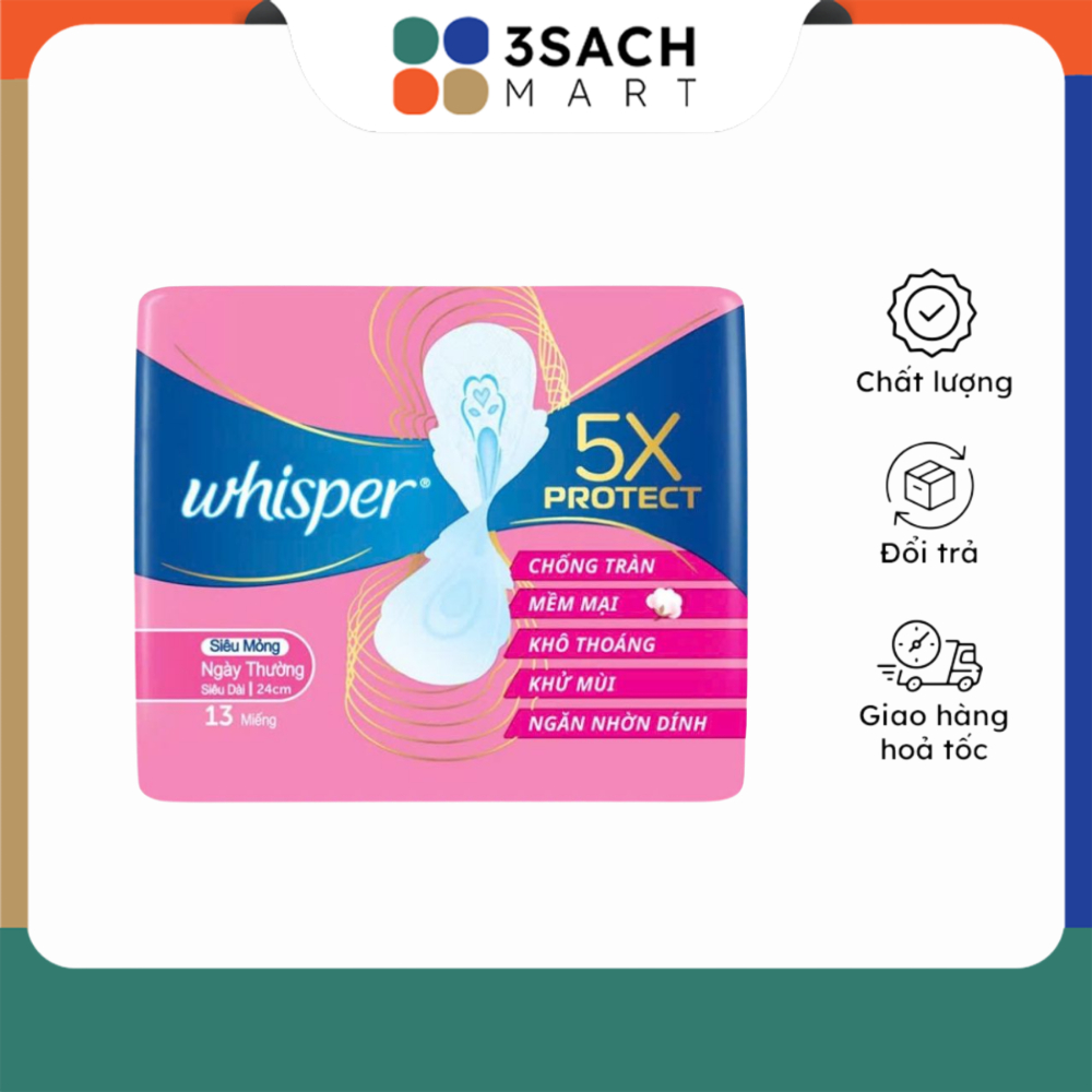 BVS Whisper 5X Bảo Vệ Siêu Mỏng 24cm (Gói 13 Miếng) | Shopee Việt Nam