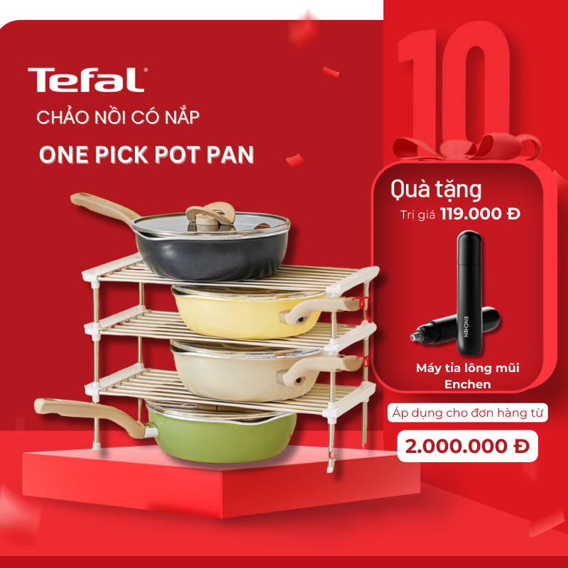 Chảo nồi có nắp đậy chống dính đa năng Tefal 3 trong một Size 22-24cm One Pick Pot Pan | Shopee ...