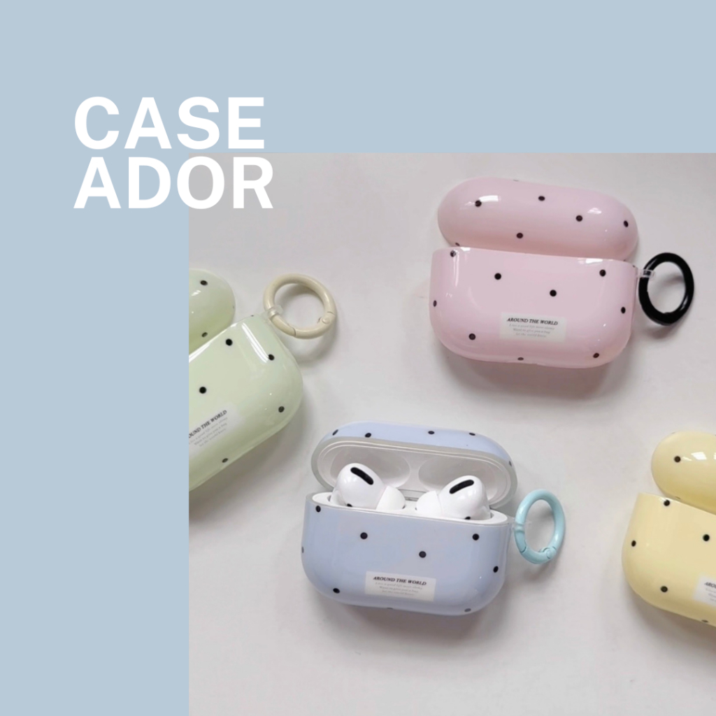 Vỏ air.pods nhựa hoạ tiết chấm bi dễ thương có móc đeo cho air.pods 1/2 ...