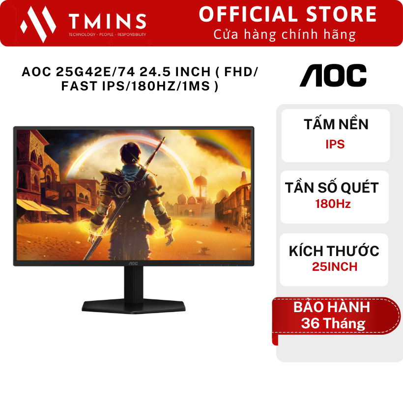 Màn Hình Gaming AOC 25G42E/74 24.5 inch ( FHD/ Fast IPS/180Hz/1ms ...