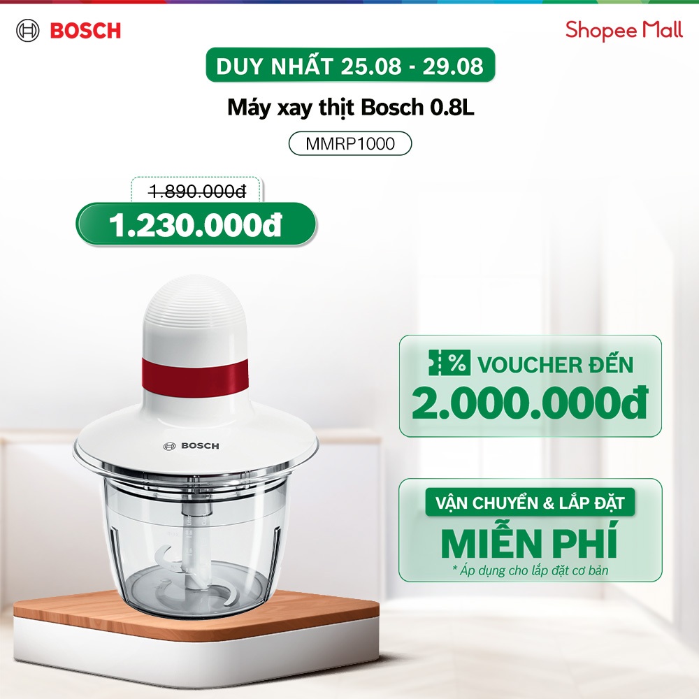 Máy xay thịt Bosch MMRP1000 400W 800ml (trắng đỏ) - Hàng chính hãng ...