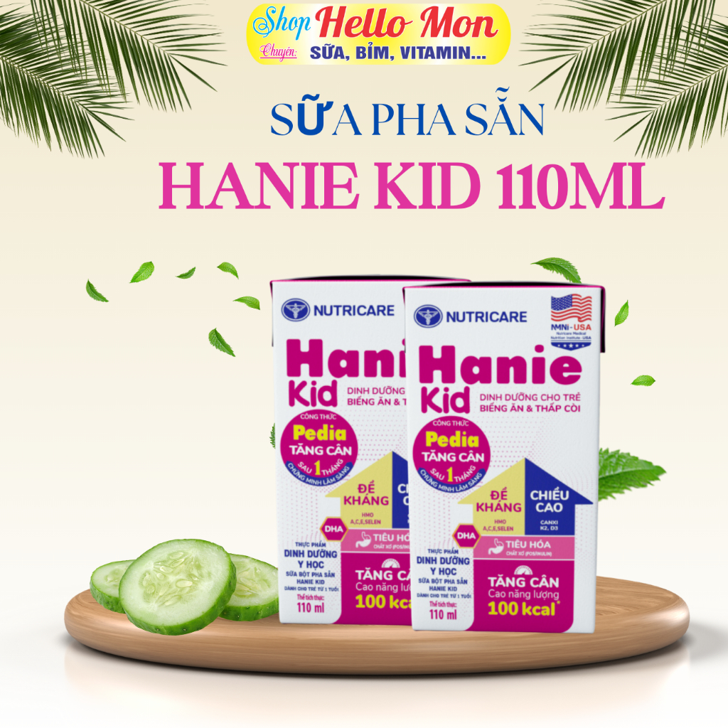 Thùng 48*110ml hộp Sữa bột pha sẵn Nutricare Hanie Kid cho trẻ biếng ăn ...