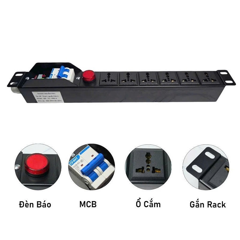 Thanh nguồn PDU 6,12 ổ cắm điện đa năng cho tủ rack CB16-32A hàng chất ...