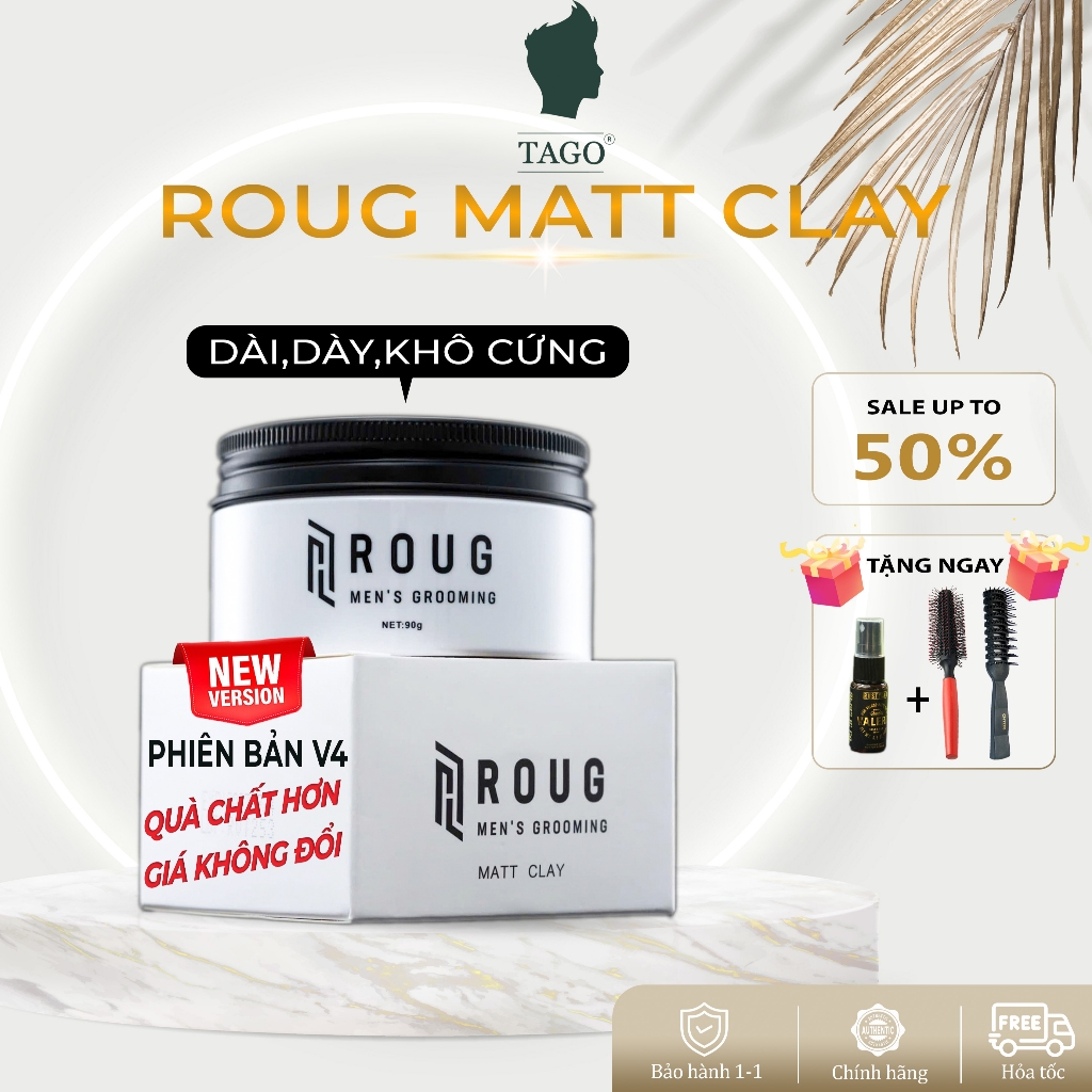 Sáp Vuốt Tóc Roug Matte Clay 90g Dành Cho Tóc Cứng, Dày Giữ Nếp Hút Dầu ...