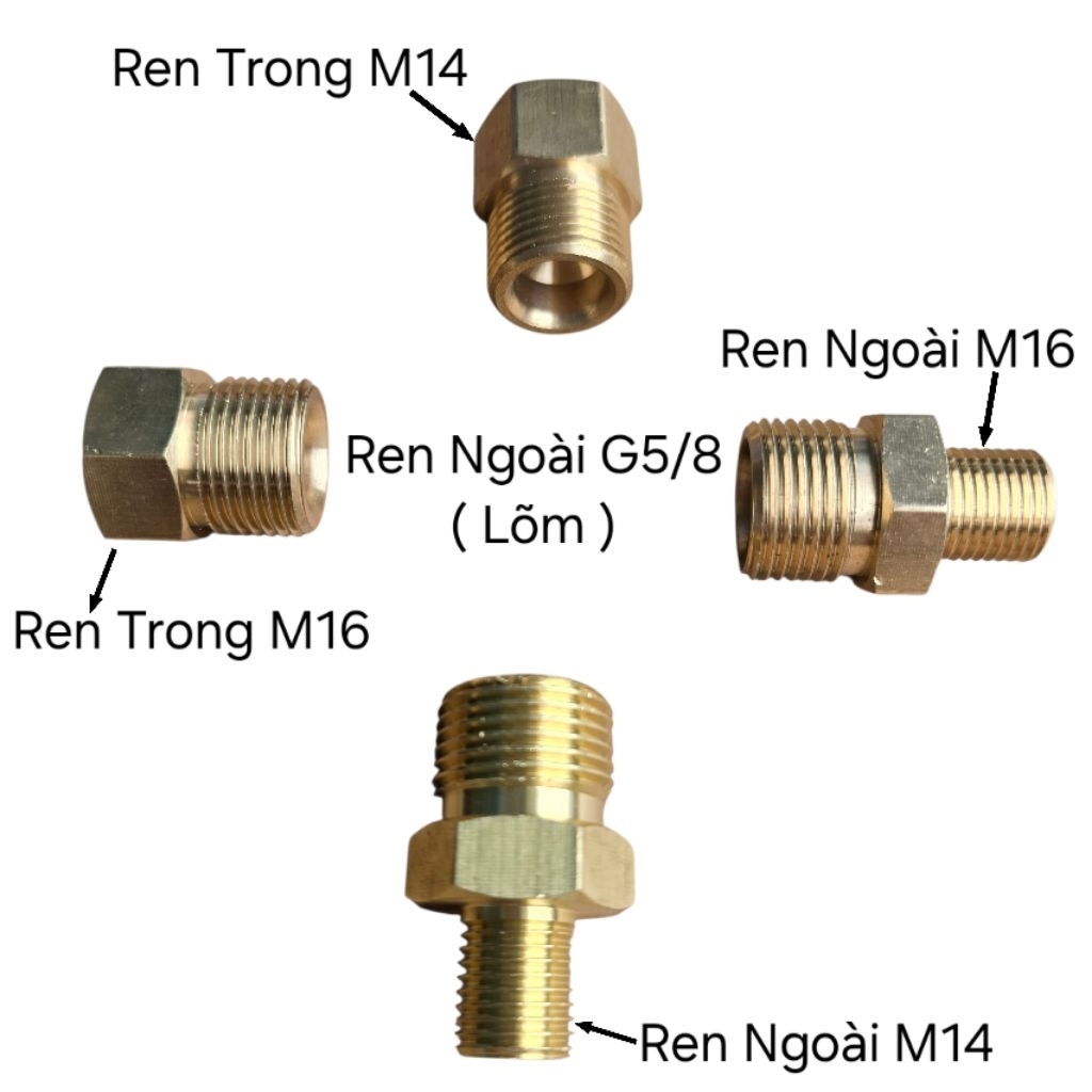 Chuyển đổi ren trong M14, ren ngoài M14, ren trong M16, ren ngoài M16 ...