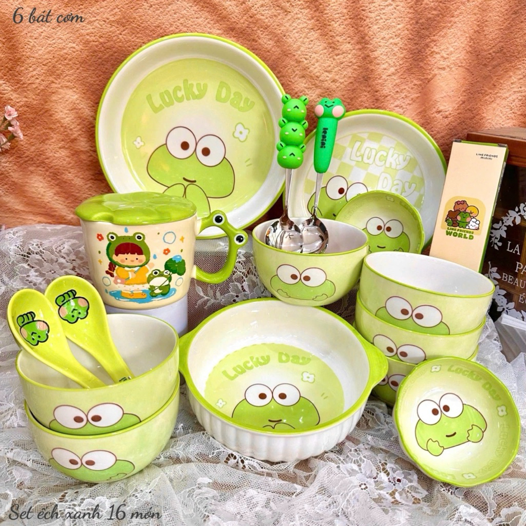 SET BÁT ĐĨA SỨ ẾCH KEROPPI CUTE 🐸 | Shopee Việt Nam