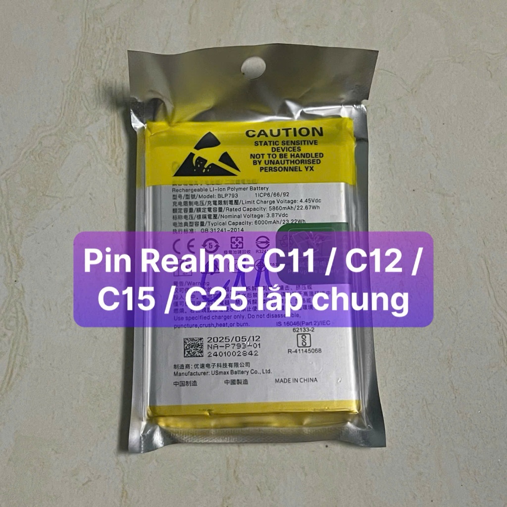 pin Realme C11 / C12 / C15 / C25 / model BLP793 ,bảo hành 6 tháng ...