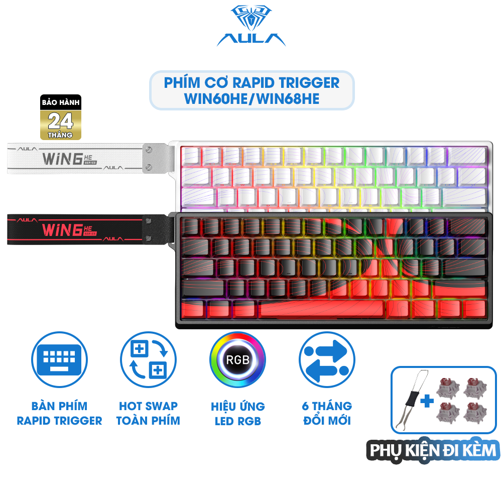 Bàn Phím Cơ Gaming AULA WIN60HE WIN68HE Rapid Trigger Polling Rate 8K ...