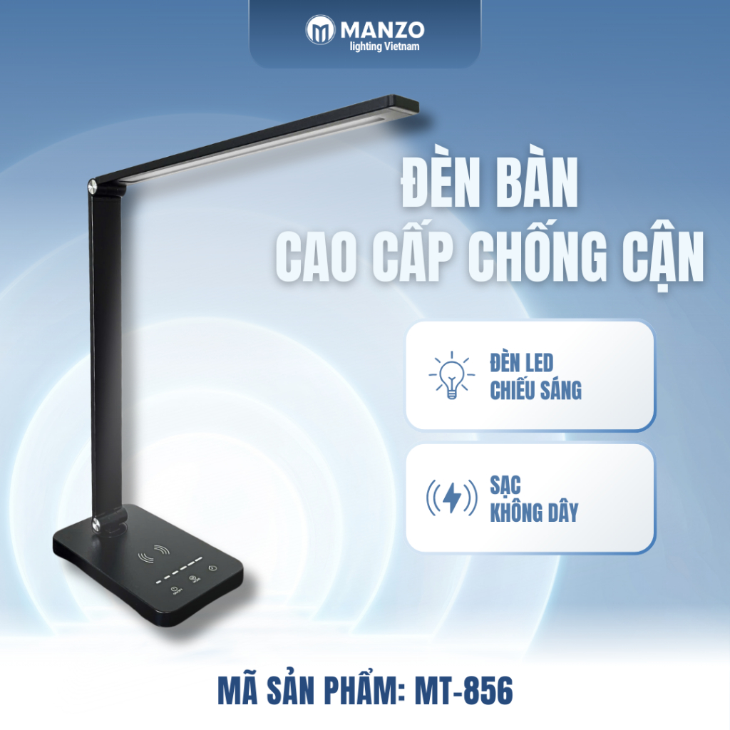 Đèn bàn LED cao cấp MANZO MT-856 | Chống cận | Sạc nhanh không dây ...