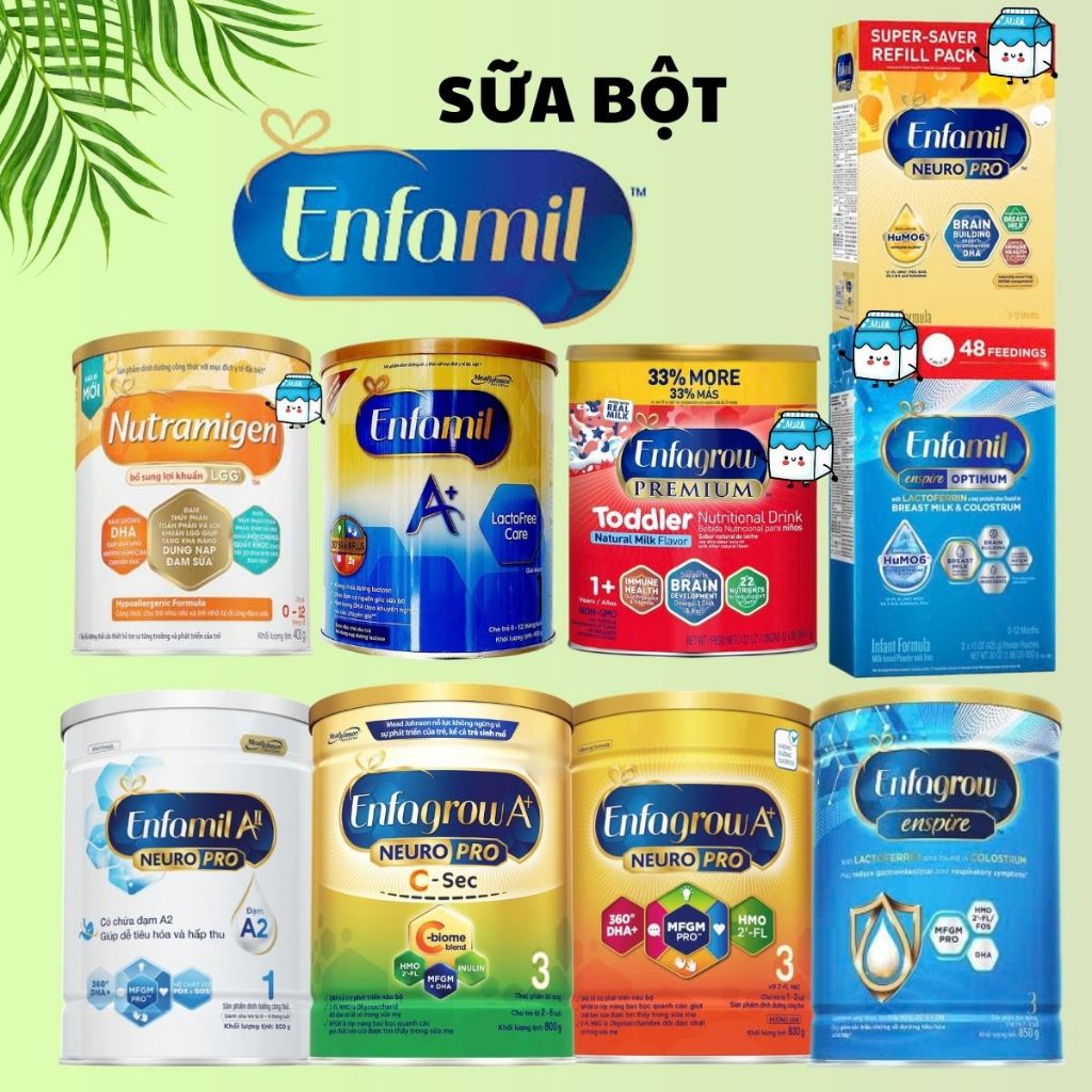 Sữa công thức Enfamil A2, Enfamil A+, C- Sec 1,2,3 lon 350g/400g/800g ...