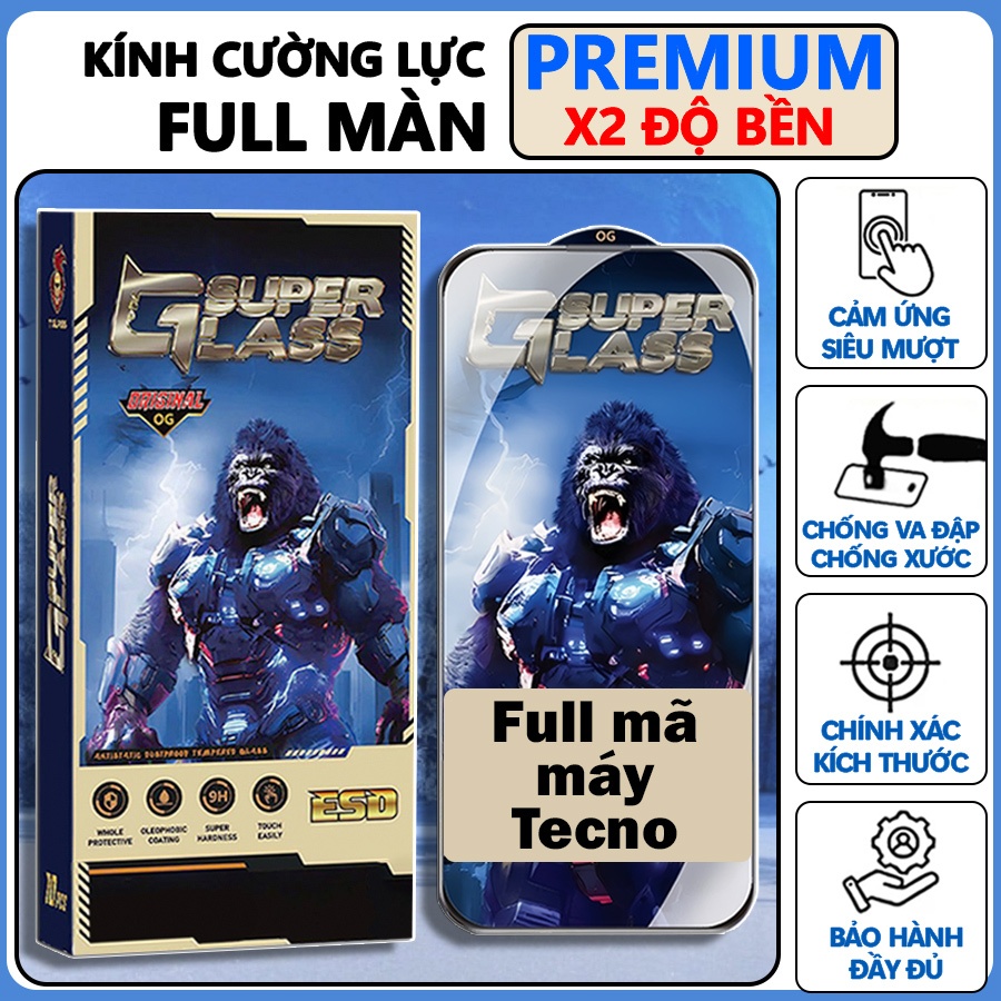 Kính cường lực Trong suốt Tecno Pova 6/5/4/7 Spark Go 1/40/40C/2024/20//20C/30/30C/7/7T/8C/10 ...