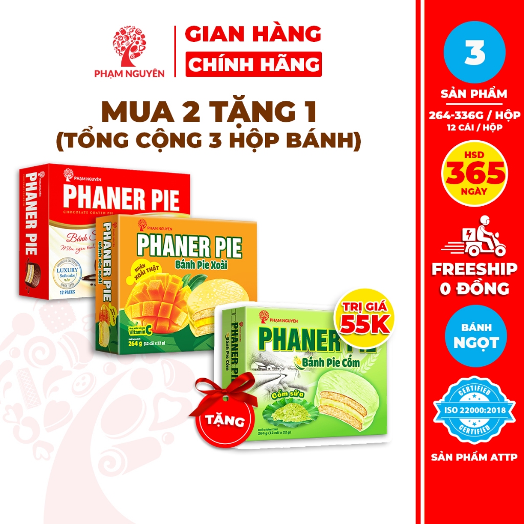 [MUA 2 TẶNG 1] Tổng cộng 3 Hộp Bánh phủ socola nhân Trái Cây thật ...