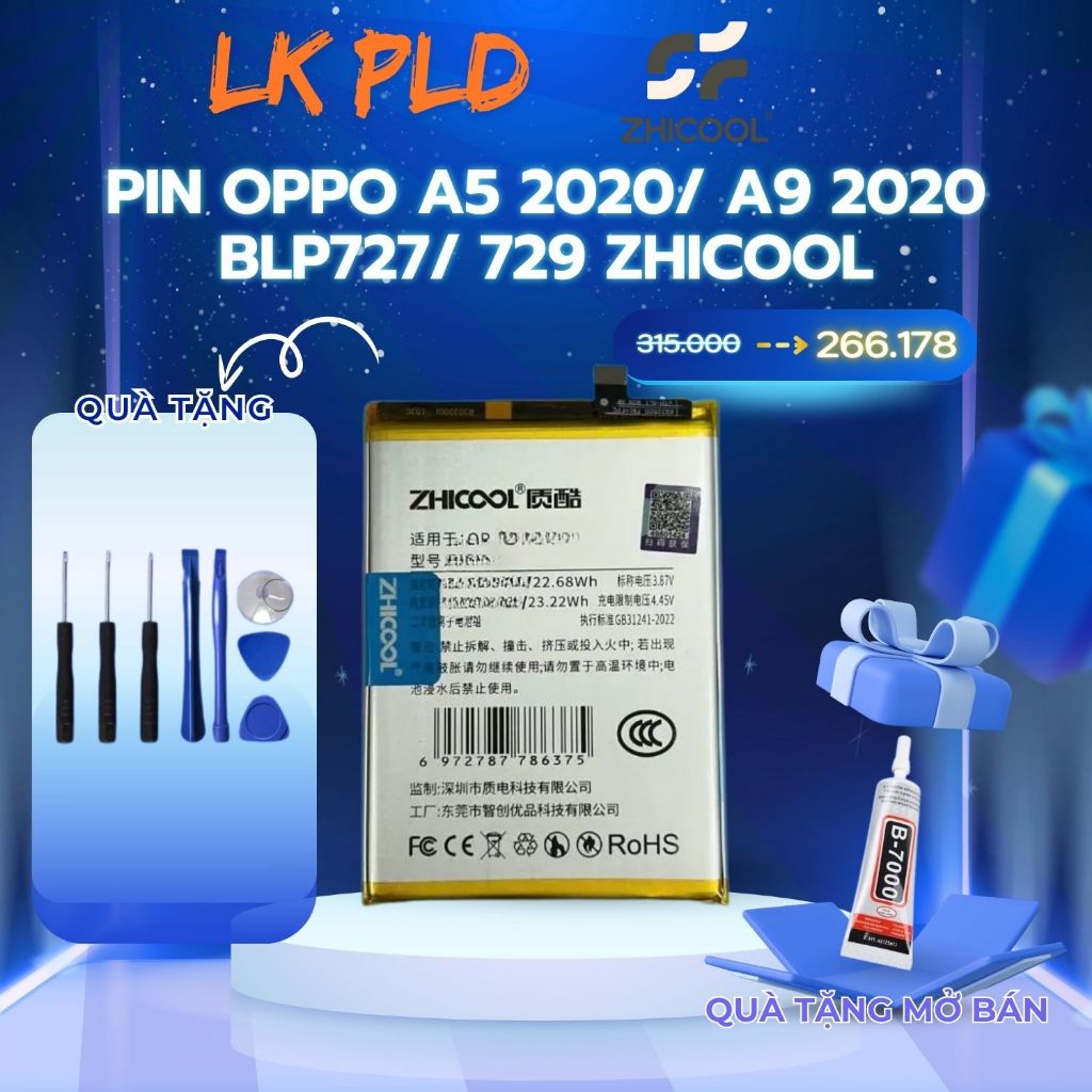 Pin Realme 5i/ Pin Oppo A5 2020 hãng Zhicool, Mã pin BLP 727/ BLP 729 ...