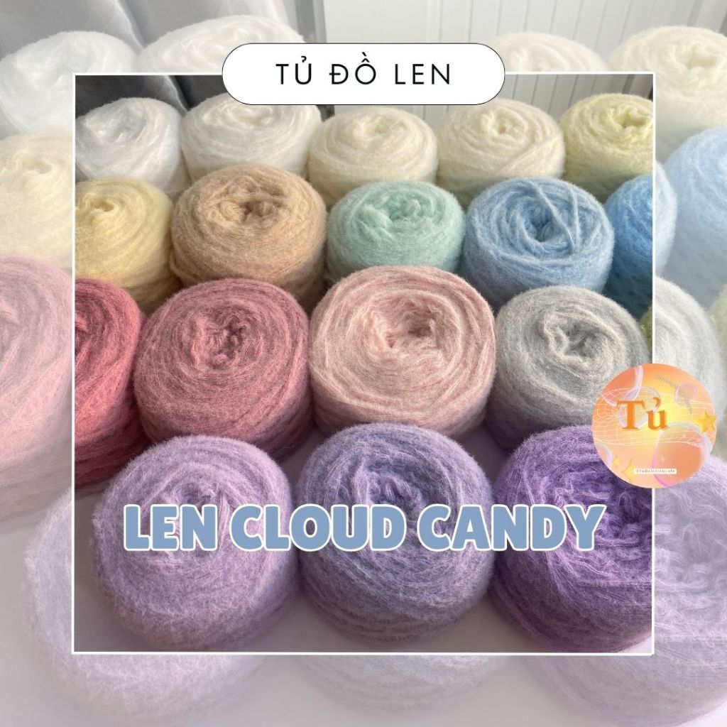 [Mua từ 2, gộp thành cuộn 100g] Len cloud candy sợi bông mềm mại đan móc khăn | Shopee Việt Nam
