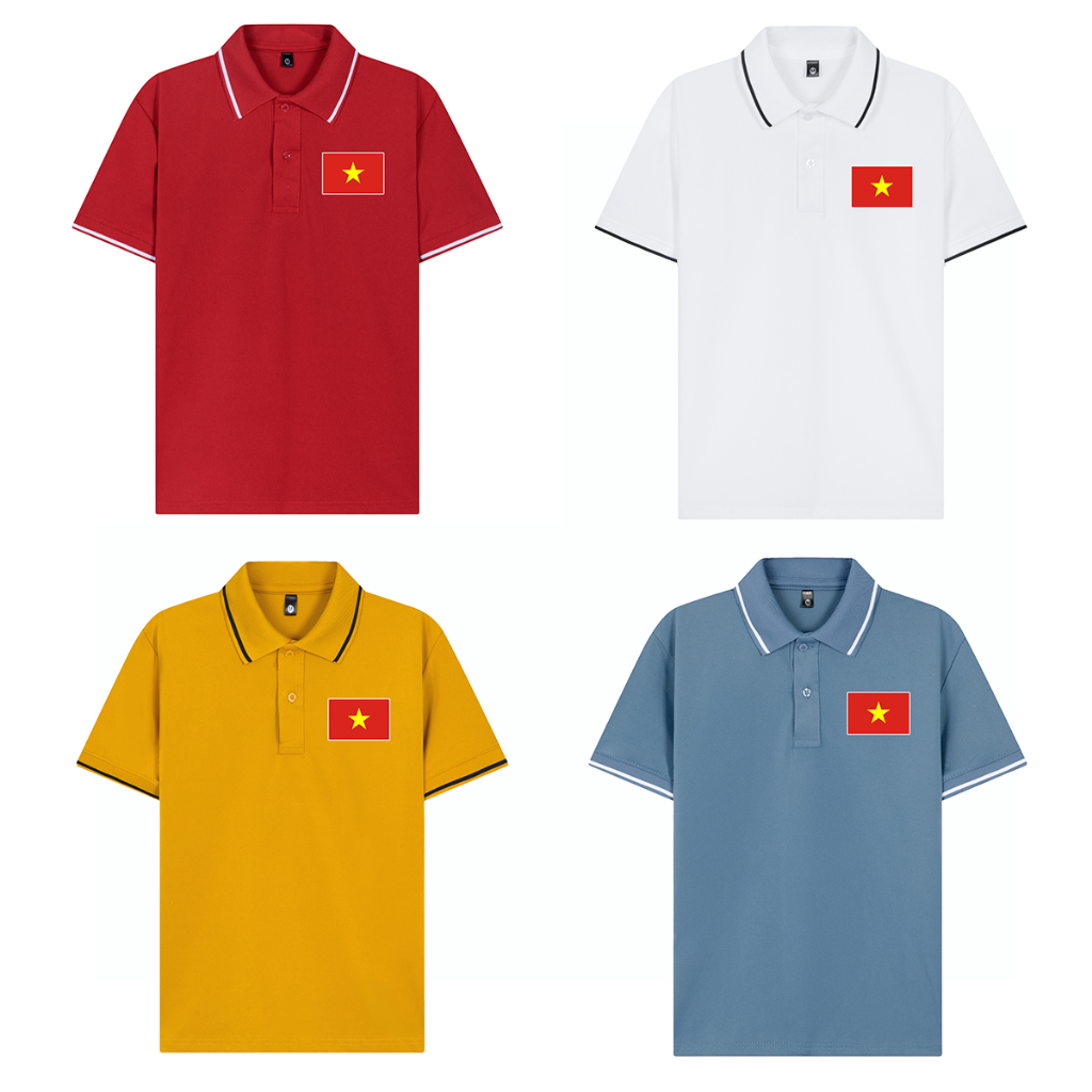 Áo thun polo cờ đỏ sao vàng nam nữ QK4 ( in logo mặt trước ) | Shopee ...