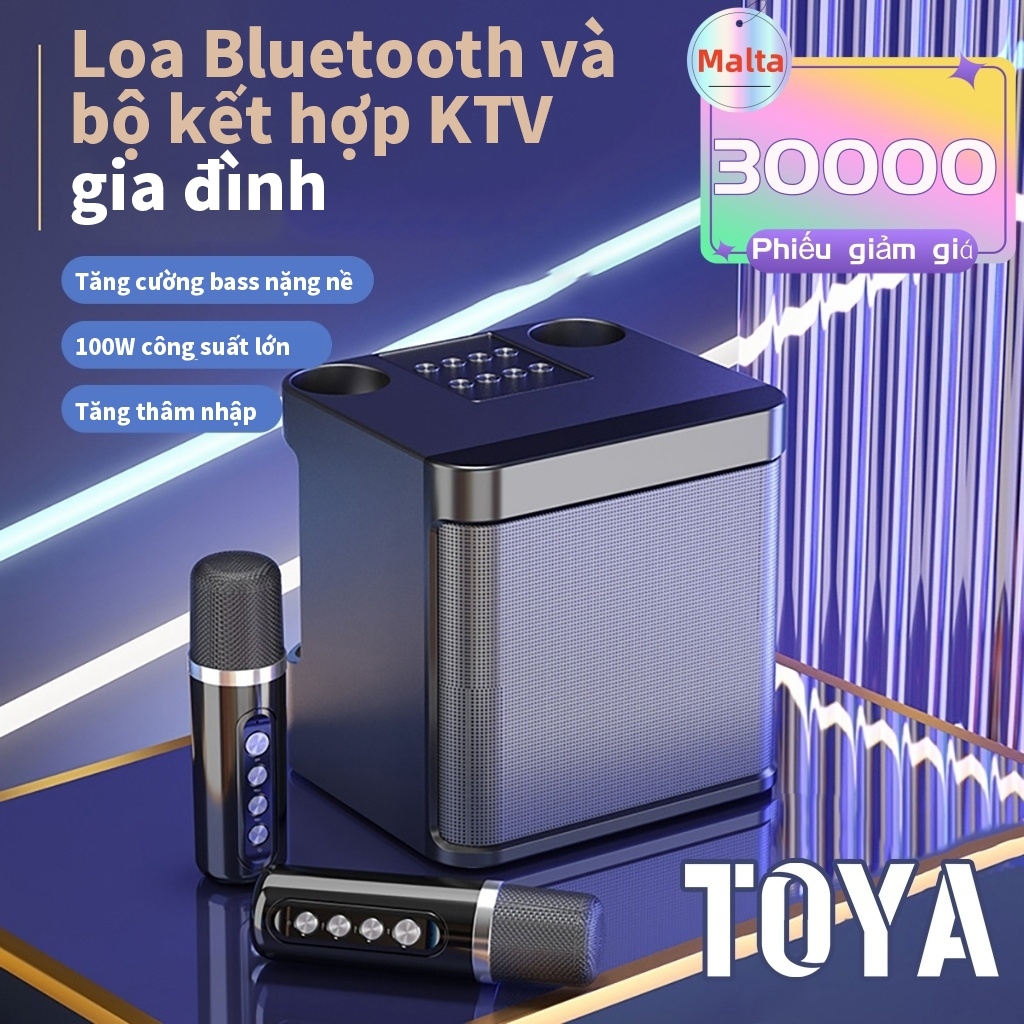 Karaoke gia đình cầm tay, hai microphone bluetooth loa kéo dài Karaoke ...