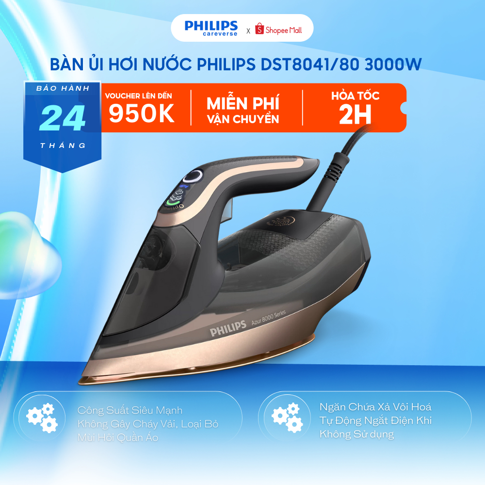 Bàn Ủi Hơi Nước Cao Cấp Philips DST8041/80 3000W - Phun Hơi Mạnh, Ngăn ...