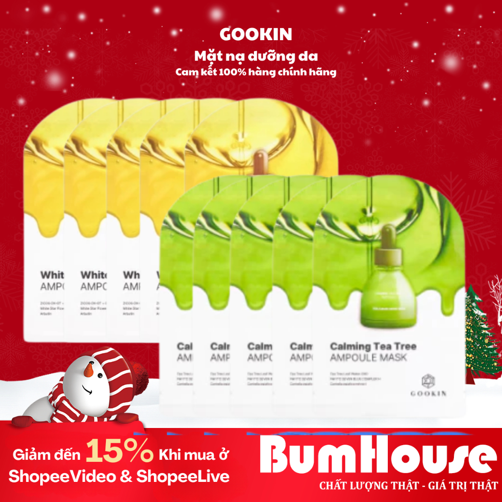 [COMBO 5 mask] Mặt nạ dịu da, cấp nước, dưỡng sáng, tăng đàn hồi Gookin Ampoule Mask 30mlx5 ...