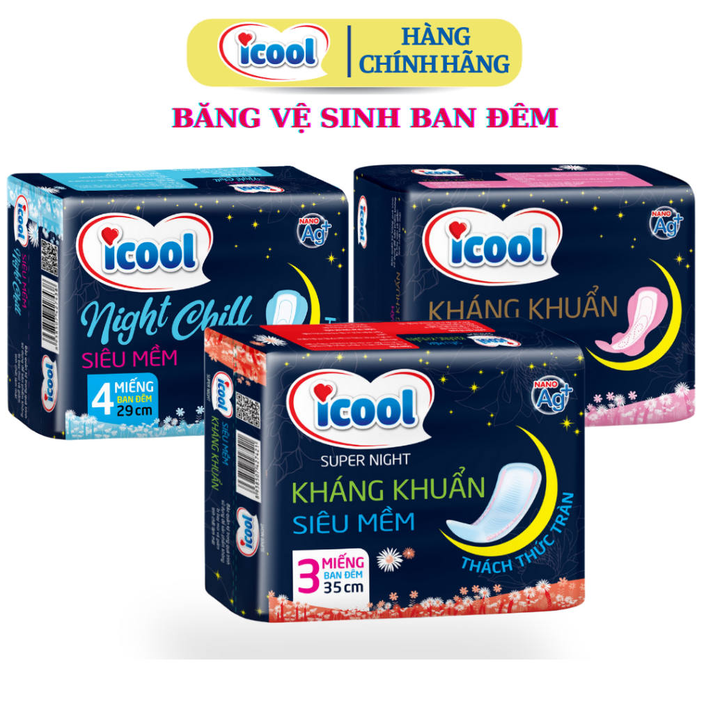 (Hàng chính hãng) Combo 6 Gói Băng Vệ Sinh ICOOL Night, BVS Ban Đêm ...
