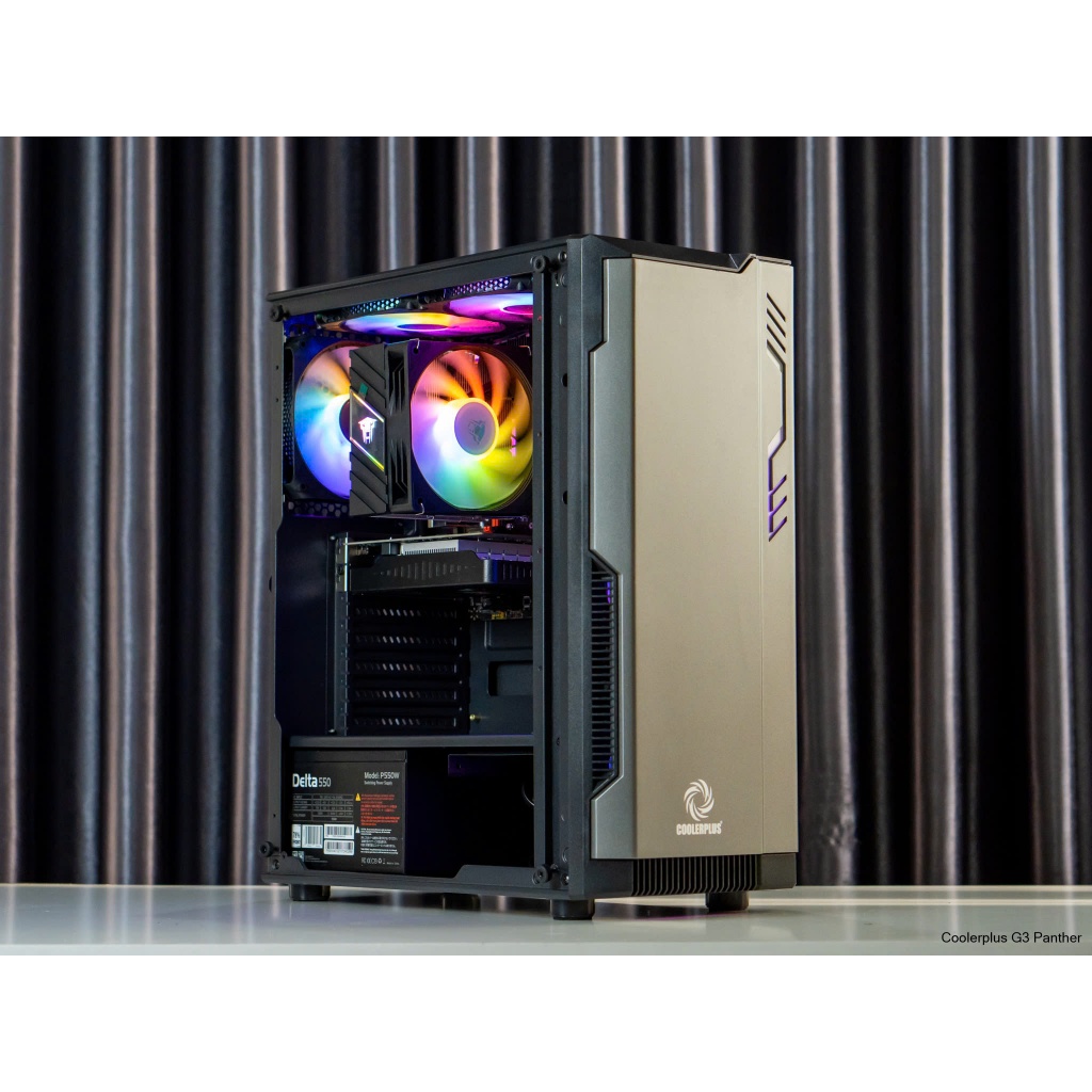 Vỏ case máy tính Gaming Coolerplus G3 Panther lightning đen nhám led ...