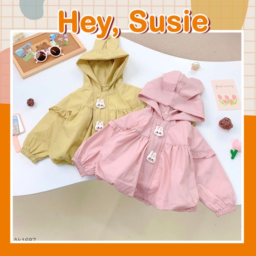 Áo Khoác Tay Bồng Đính Thỏ Hồng/Xanh Cho Bé Gái Size 9-21kg Hey Susie AK1687 | Shopee Việt Nam
