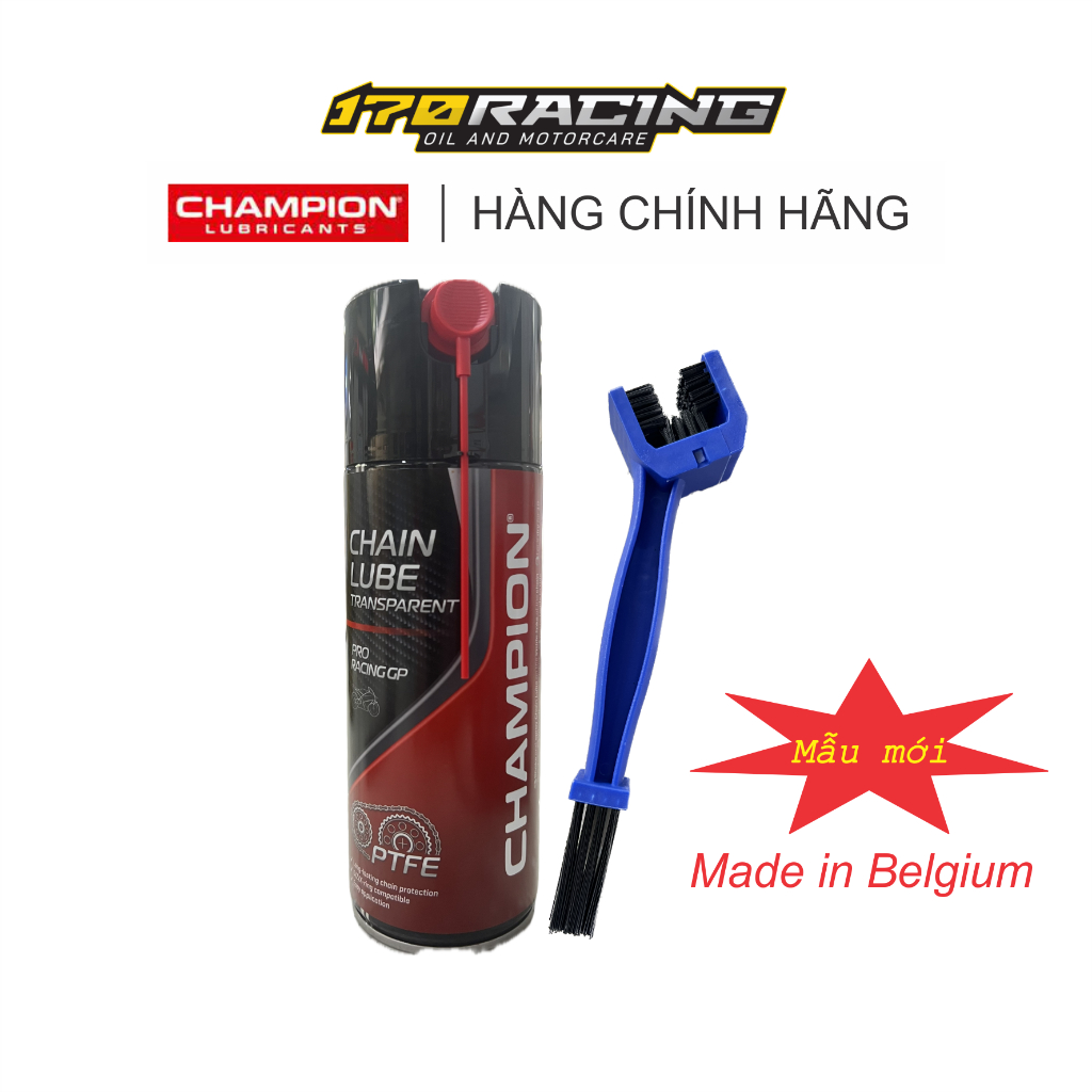 Combo - Dưỡng sên CHAIN LUBE TRANSPARENT CHAMPION - mỡ trong - 400ml ...