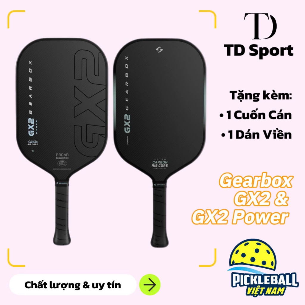 Gearbox GX2 & GX2 POWER - Kiểu dáng Elongated - Vợt Pickleball Chính ...