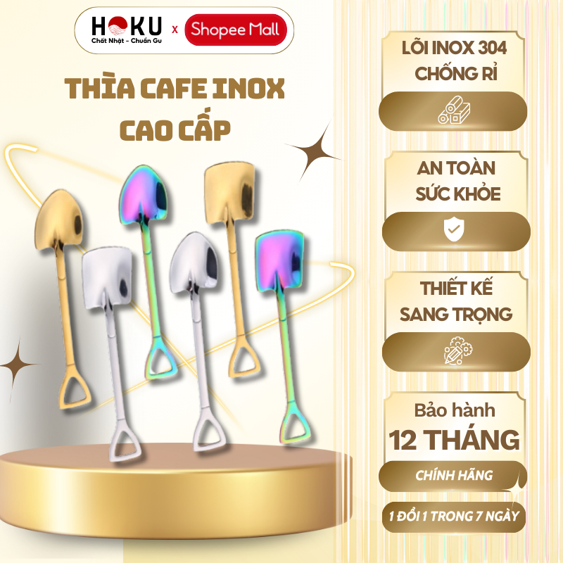 Thìa Cafe Inox 304 HOKU Nhiều Màu Pha Trà, Ăn Bánh Kem, Tráng Miệng Phủ ...