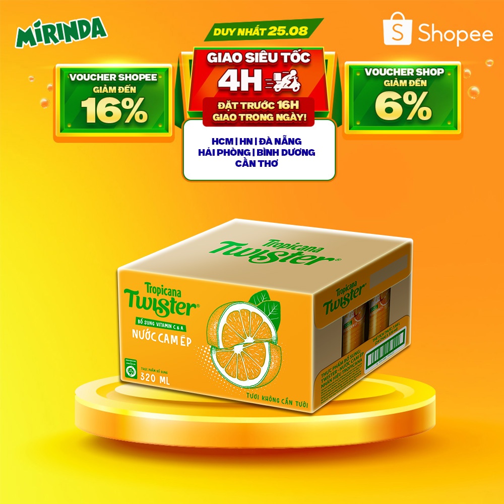 Thùng 24 Chai Nước Trái Cây Twister Cam (320ml /chai) | Shopee Việt Nam