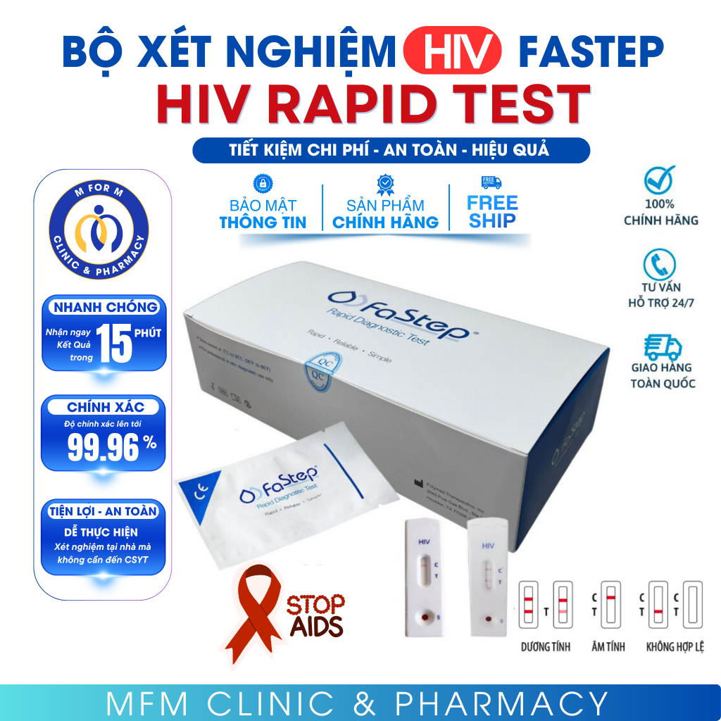 Bộ test xét nghiệm HIV - chính hãng Fastep của USA - Độ chính xác cao ...