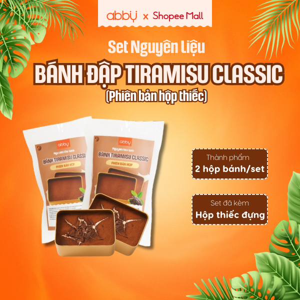 [ABBY] [TẶNG 2 HỘP THIẾC] Set nguyên liệu làm bánh đập tiramisu hộp thiếc vị cacao và matcha ...