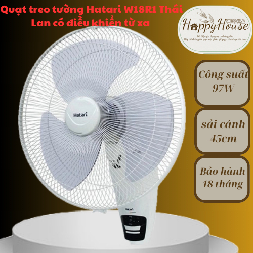 Quạt treo tường Hatari W18R1 Thái Lan có điều khiển từ xa - sải cánh ...