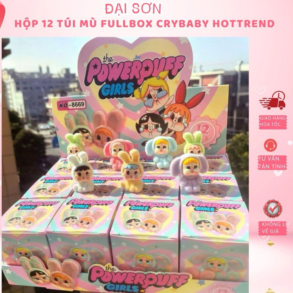 Hộp 12 Túi Mù FullBox Crybaby, Powerpuff Girls, Labubu, Blind Box Mini ...