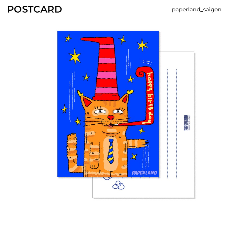 THIỆP SINH NHẬT MÈO CAM THỔI KÈN ĂN MỪNG | POSTCARD MÈO CAM | KÈM BAO ...