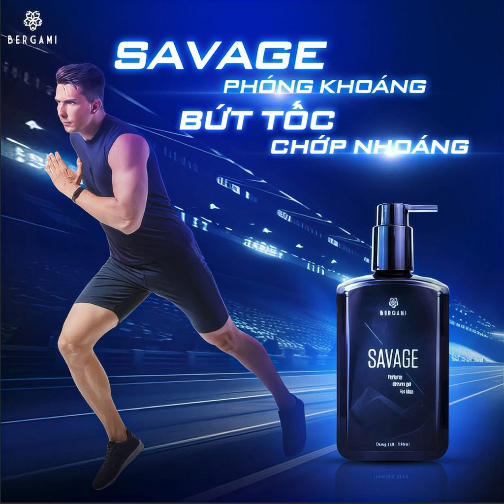 Sữa tắm Nam hương nước hoa Bergami Savage : mùi gỗ sồi Nam tính, sạch ...