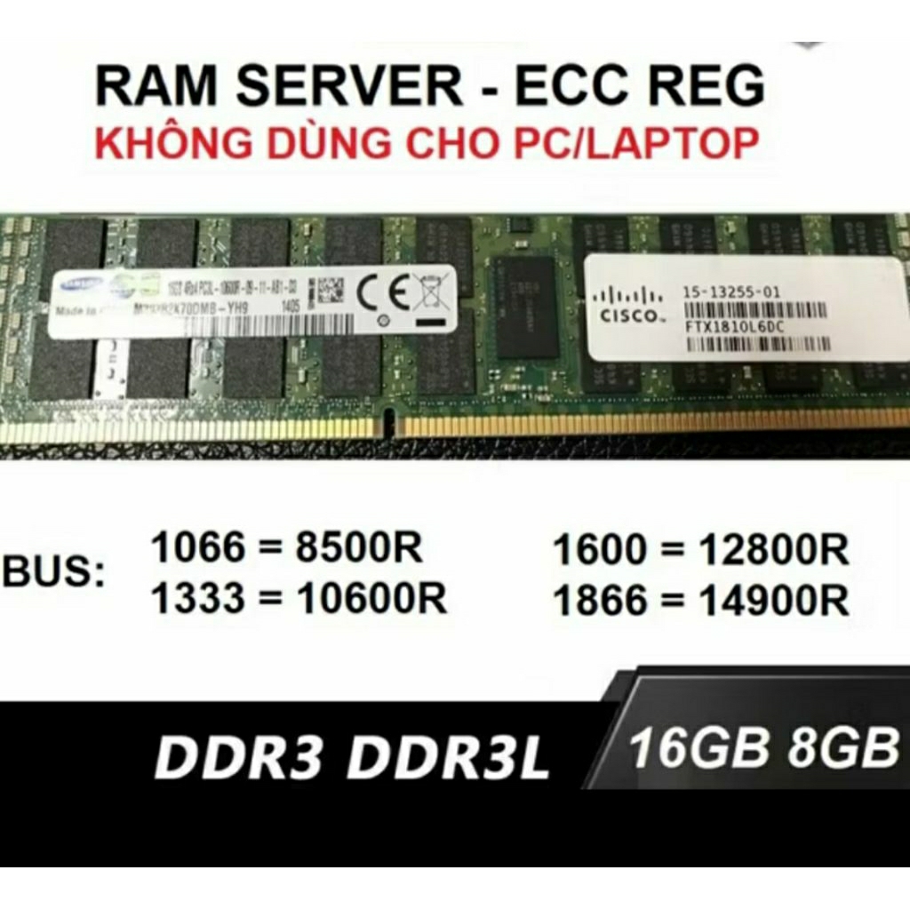 Ram Server ECC REG DDR3, DDR3L nhiều hãng để chọn, Zin tháo máy cũ ...