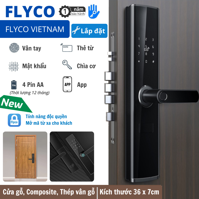 Khóa Thông Minh Vân Tay Điện Tử Flyco Chung Cư Căn Hộ Cửa Gỗ,Composite, Thép Chống Cắt 2025 - BH ...