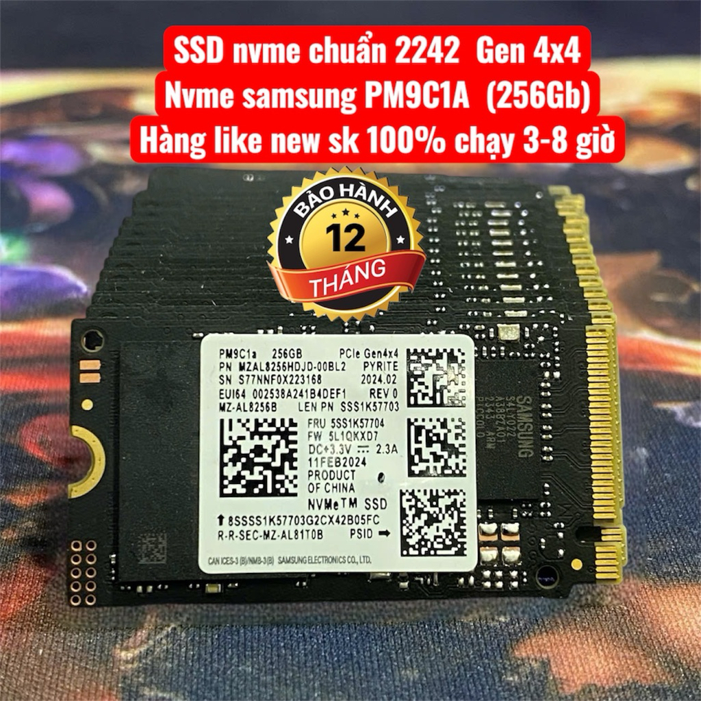 ổ cứng nvme chuẩn 2242 Nvme gen 4 x4 samsung 256Gb (chú ý nhầm chuẩn M2 ...