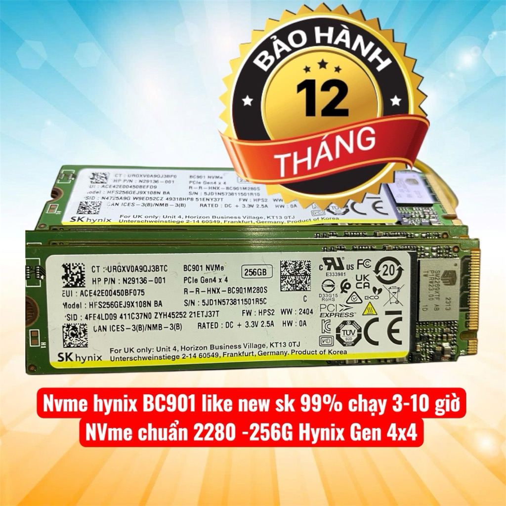 ssd nvme 256gb hynix BC901 Gen 4x4 like new sk 99% bảo hành 12 tháng ...