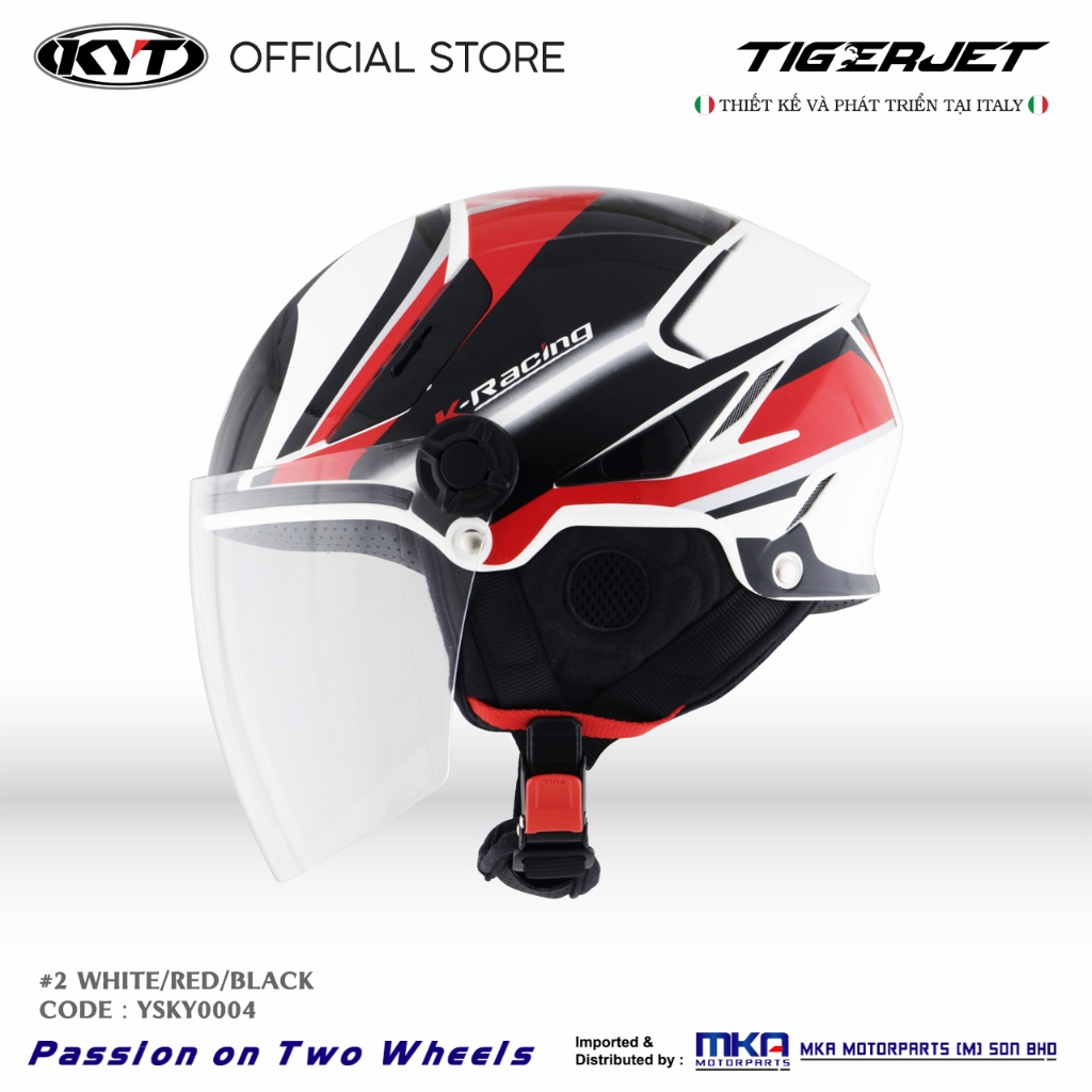 KYT - Mũ bảo hiểm 1/2 - TIGER JET #2 WHITE/RED/BLACK | Shopee Việt Nam