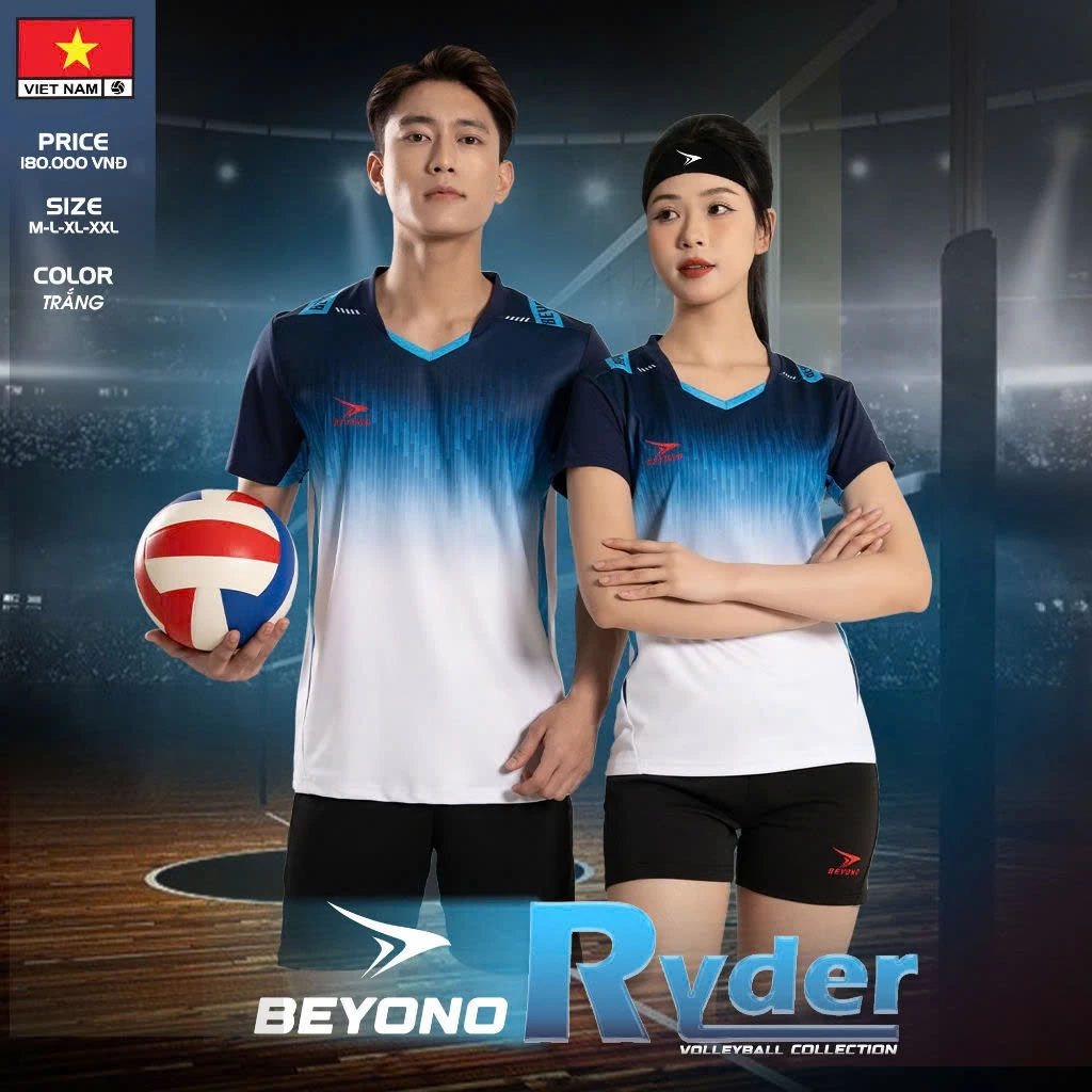 [Peinn] Quần Áo Bóng Chuyền Nam Nữ Beyono Ryder Trắng Xanh Thun Mè Cao Cấp Thoáng Khí Thể Thao ...