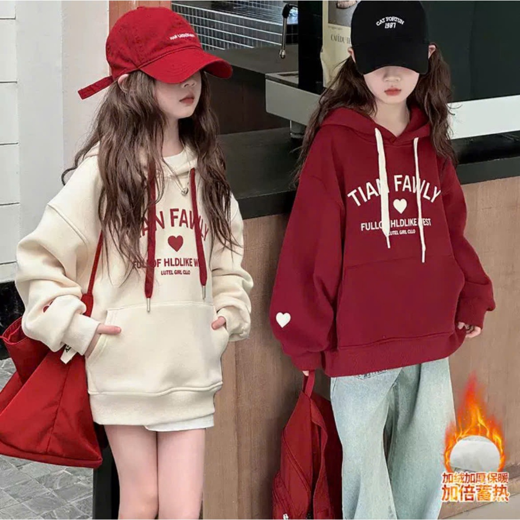 Áo hoodie bé gái, áo nỉ thu đông bé gái 17-45kg mẫu TIAN chất dày dặn ...