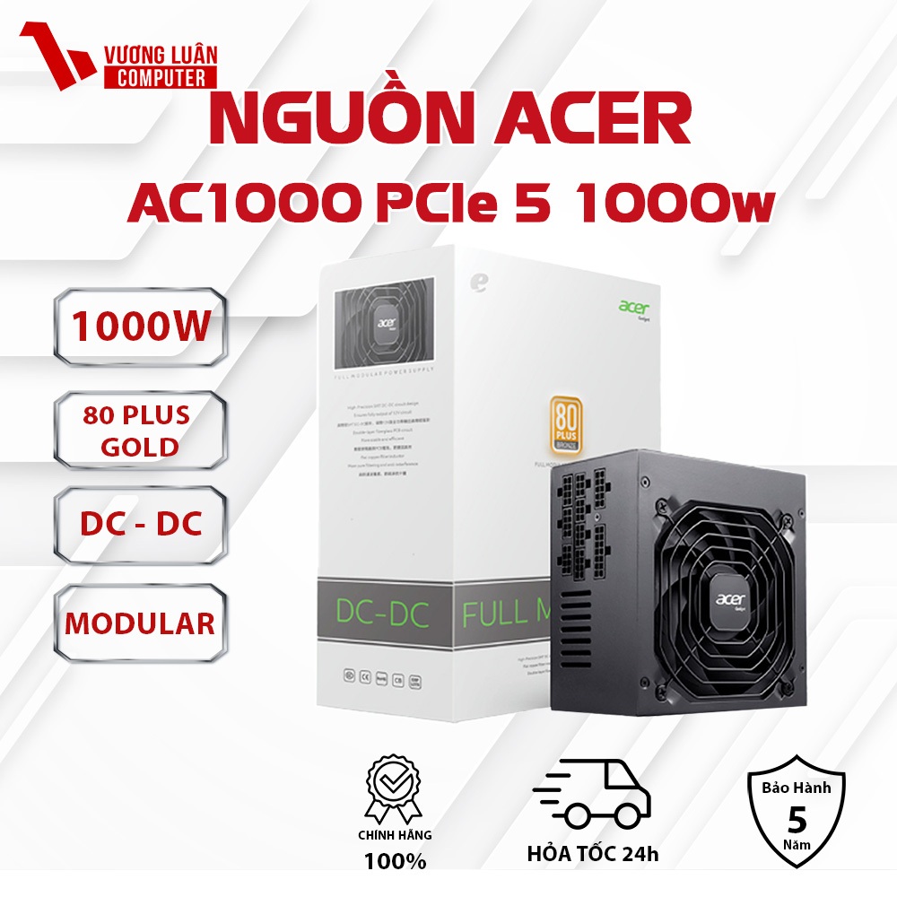 Nguồn máy tính ACER AC1000 PCIe 5.0 1000W - 80 Plus Gold - Full VAT ...