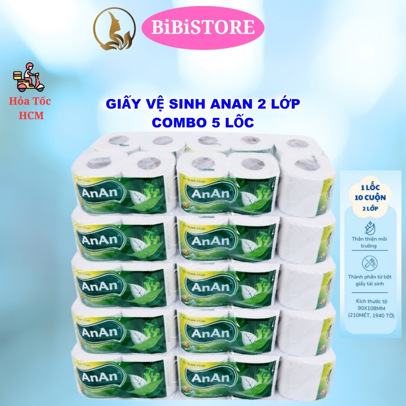 (Hoả Tốc HCM) Lốc 10 Cuôn Giấy Vệ Sinh An An Bathroom Tissue 2 lớp ...