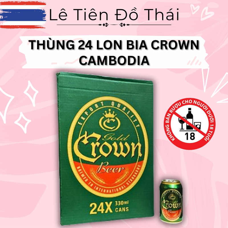 Thùng 24 Lon Bia Crown 330ml 4.5% Cồn Chính Hãng Cambodia | Shopee Việt Nam